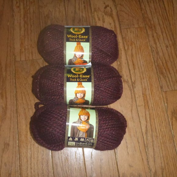 Lion Brand Yarn | Office | 3 Skeins Lion Brand Yarns Woolease Thick ...